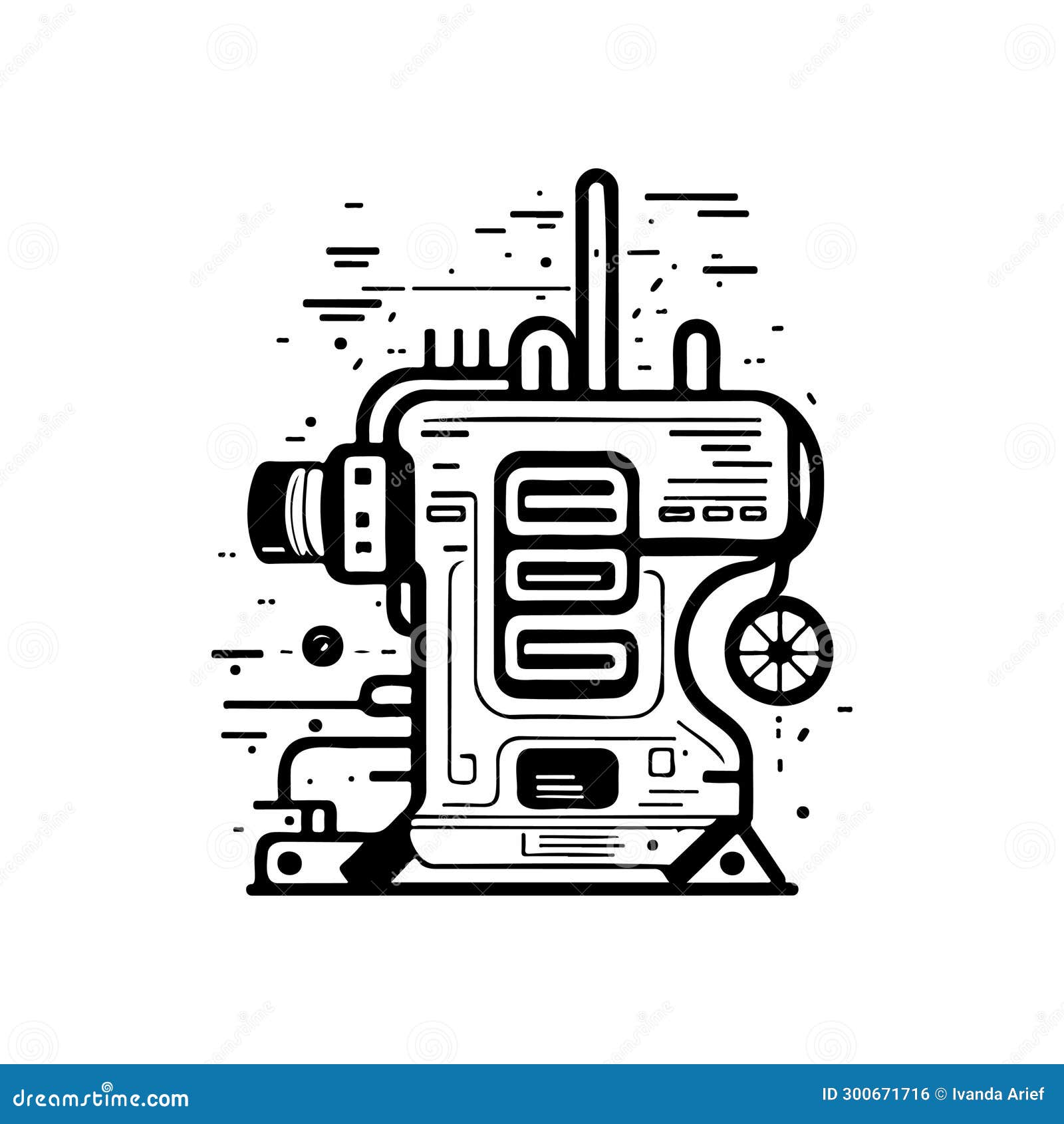 Machine Icon Hand Draw Black Colour Artificial Logo Symbol Perfect ...