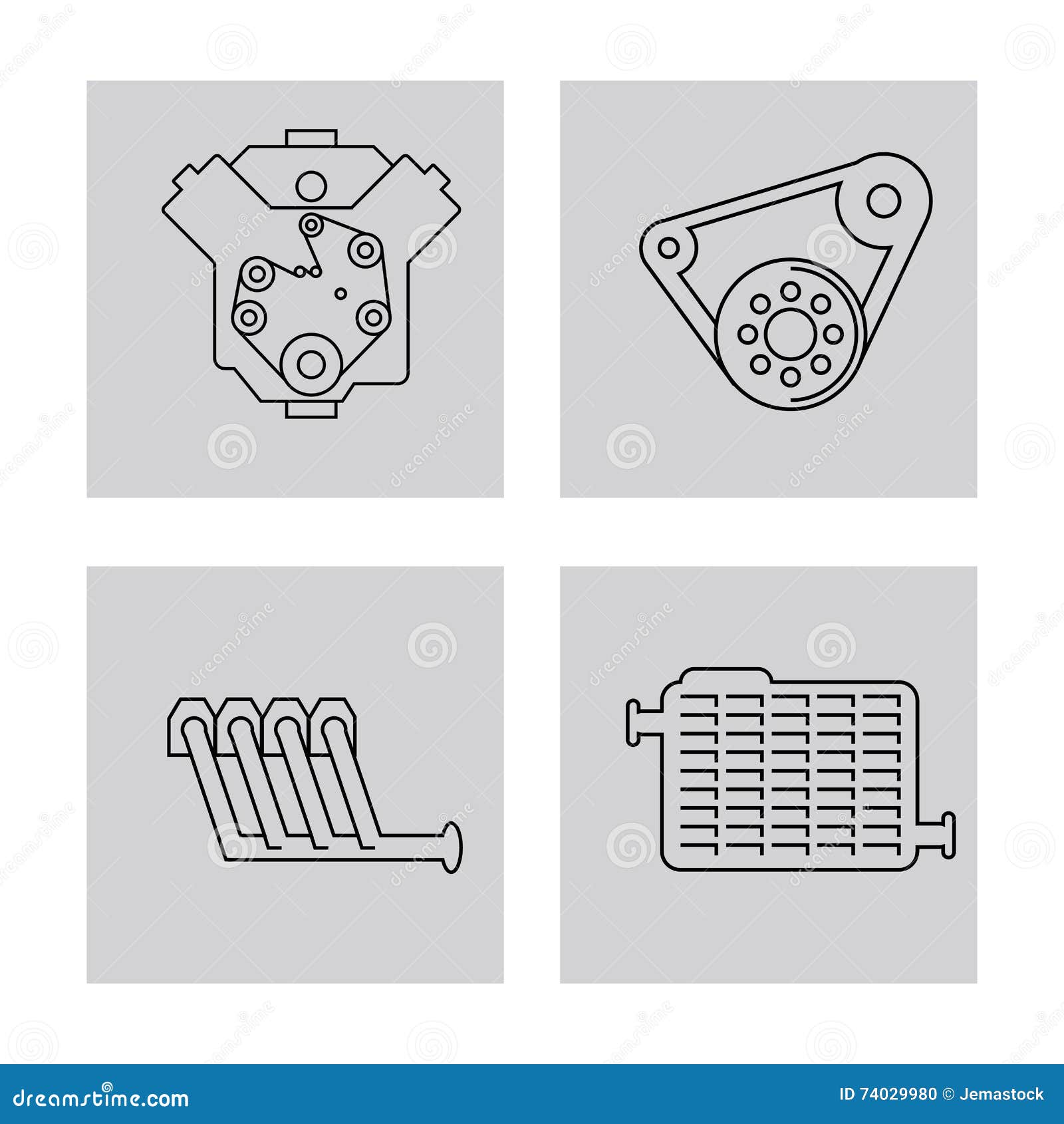 Machine Icon Set Over Frames. Auto Part Design. Vector Graphic Stock ...