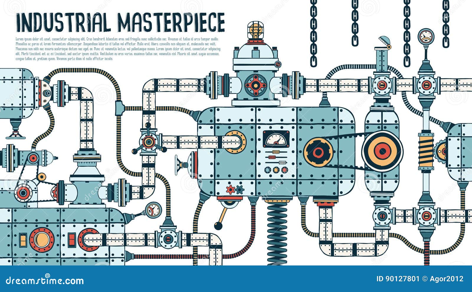 Machine Industrielle Complexe Incroyable Illustration de Vecteur ...