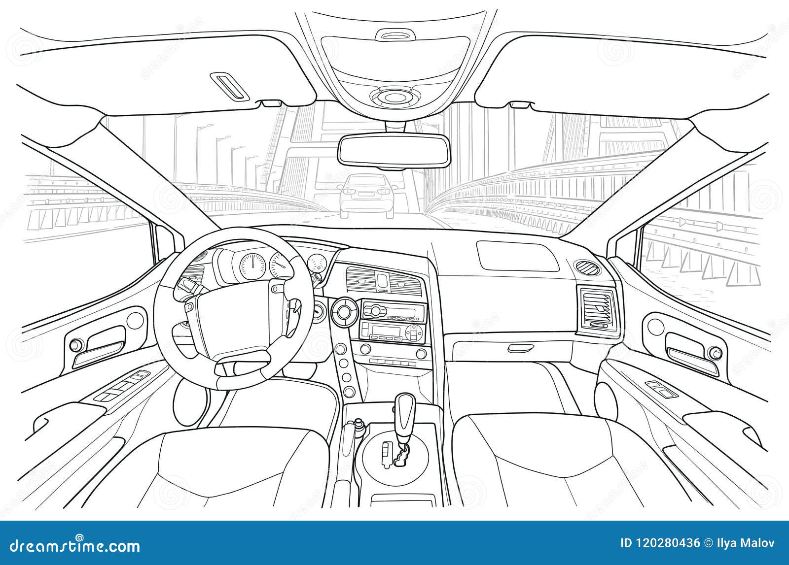 Machine Inside. Interior of the Vehicle. Stock Illustration ...