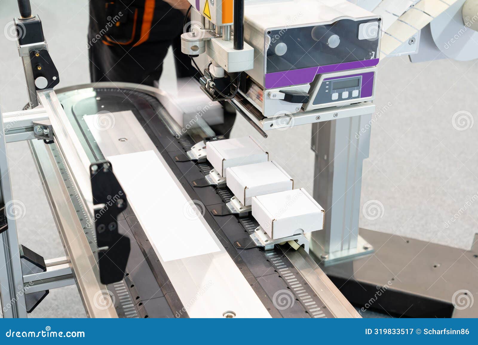 Machine for Labeling Barcodes on Boxes. Stock Image - Image of ...