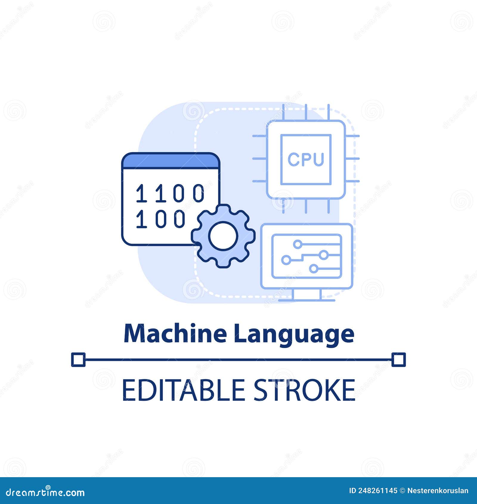 Machine Language Line Icons Collection Algorithm Binary Code Compiler Cpu Debugging