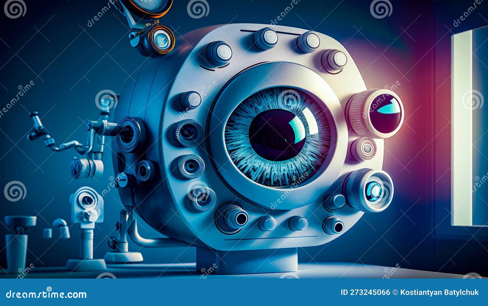 Machine with Large Eyeball on it. Generative AI Stock Illustration ...