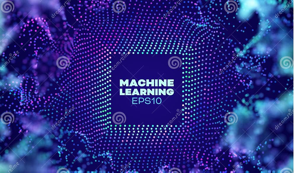 Machine Learning Abstract Vector Background. Particles Blast Grid. Ai ...