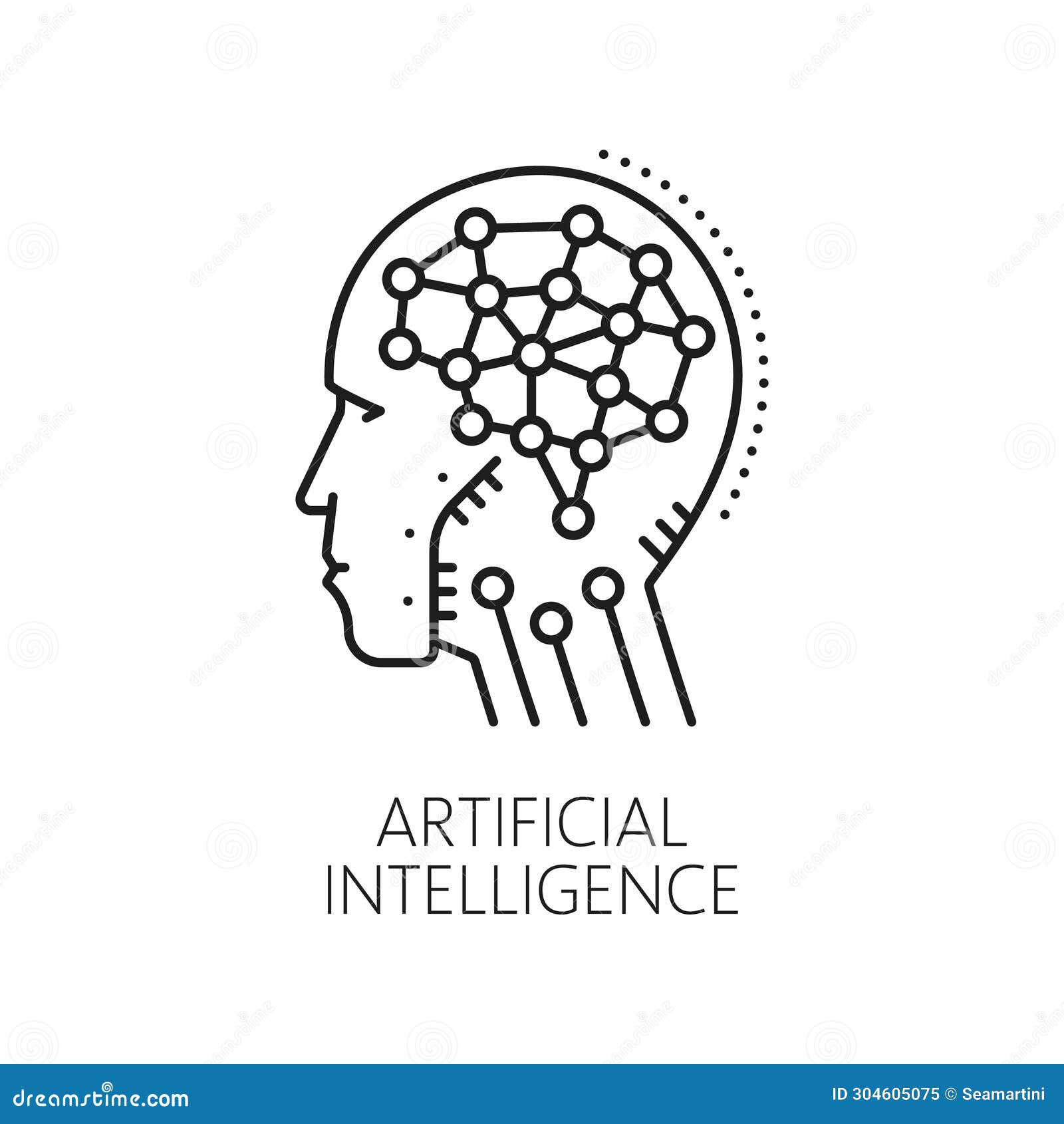 Machine Learning, AI Algorithm Outline Icon Stock Vector - Illustration ...