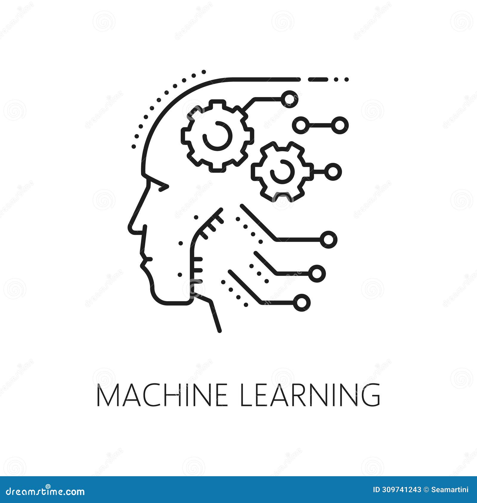 Machine Learning, Ai Artificial Intelligence Icon Stock Vector ...