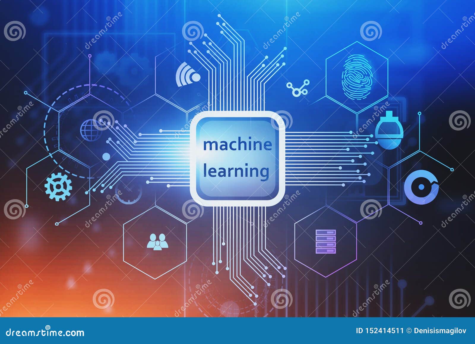 Machine Learning and AI HUD Interface Background Stock Illustration ...