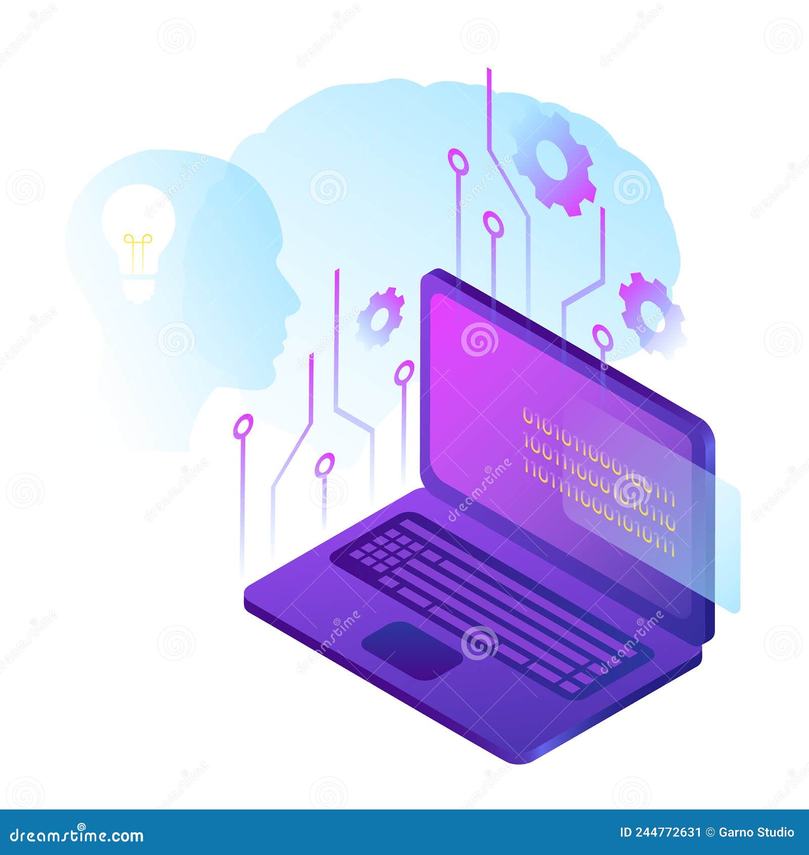 Machine Learning AI Illustration. Artificial Intelligence Stock Vector ...
