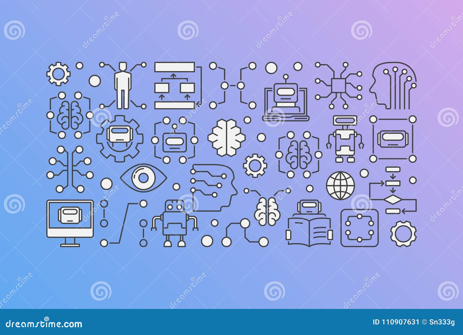 Machine Learning and AI Vector Creative Illustration or Banner Stock ...