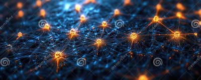 Machine Learning Algorithm Visualized As a Complex Neural Network, Glowing Nodes and Connections ...