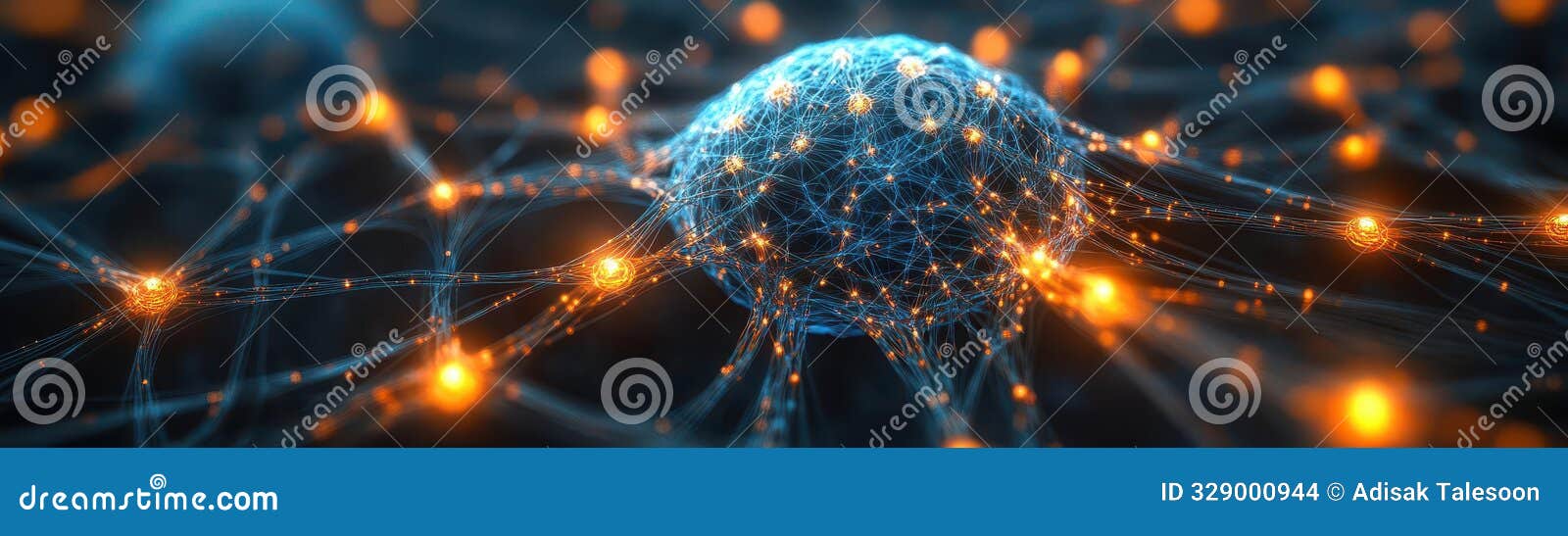 Machine Learning Algorithm Visualized As A Complex Neural Network Glowing Nodes And Connections