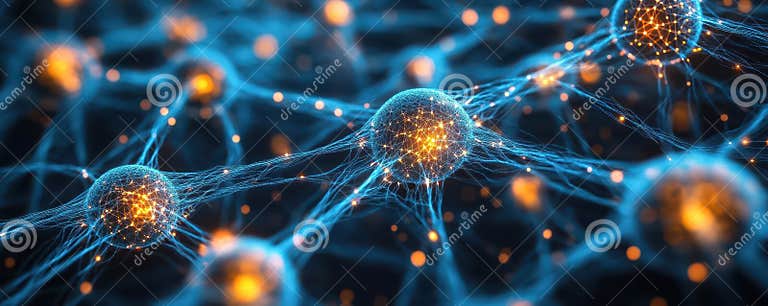 Machine Learning Algorithm Visualized As a Complex Neural Network, Glowing Nodes and Connections ...