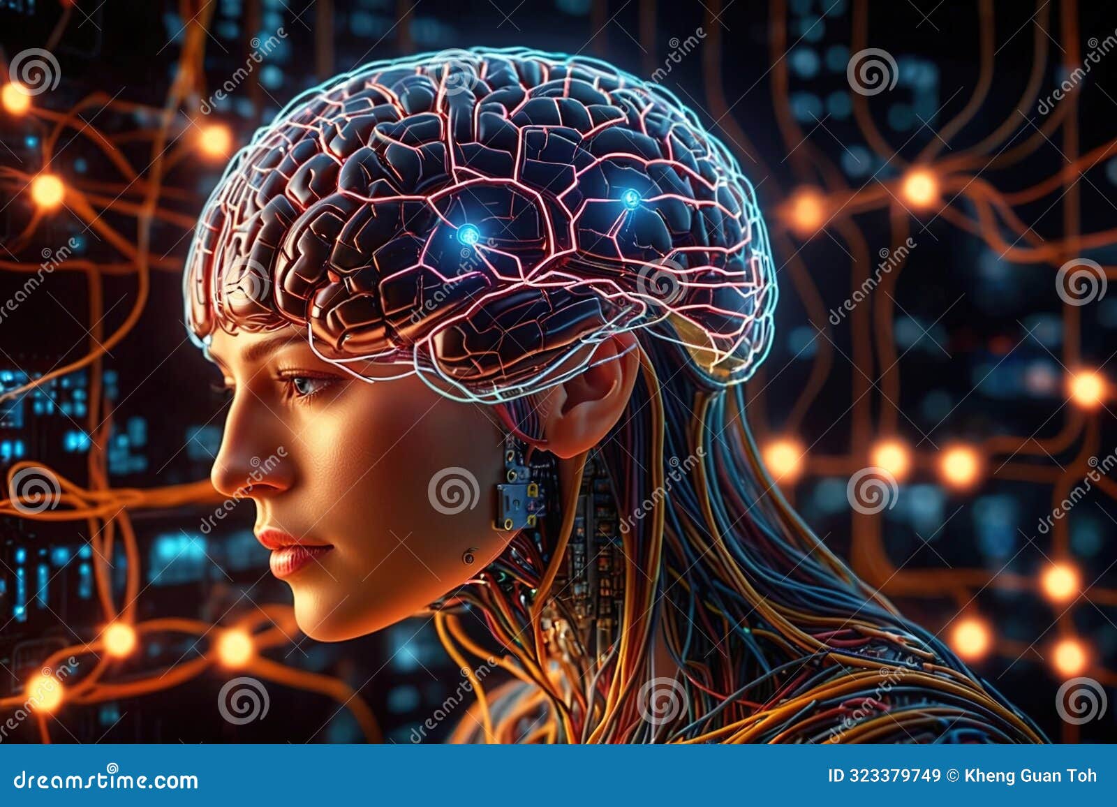 Machine Learning, Artificial Intelligence, AI, Deep Learning Blockchain Neural Network Concept ...