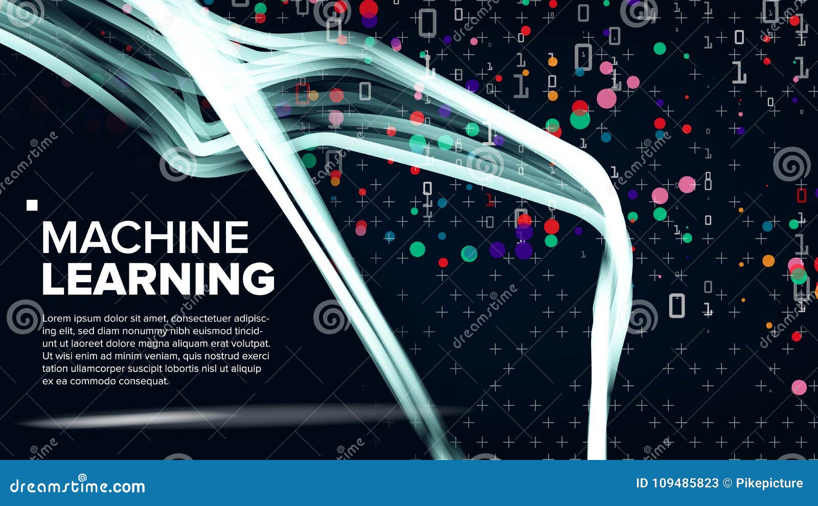 Machine Learning Background Vector. Algorithm Visualization. Futuristic ...