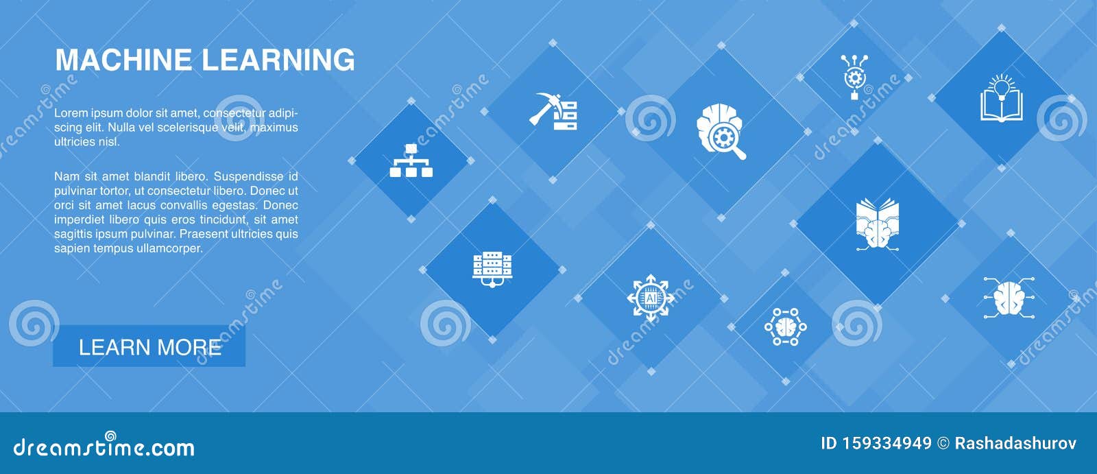 Machine Learning Banner 10 Icons Concept Stock Vector - Illustration of ...