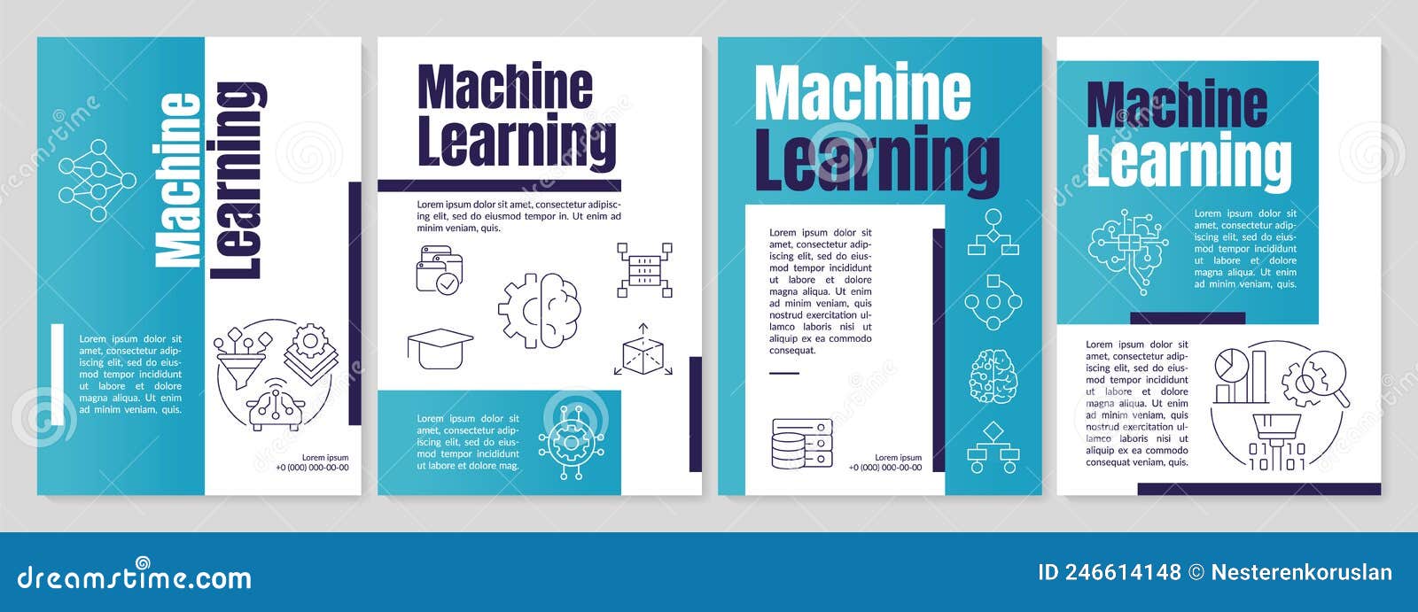 Machine Learning Blue Brochure Template Stock Vector - Illustration of ...
