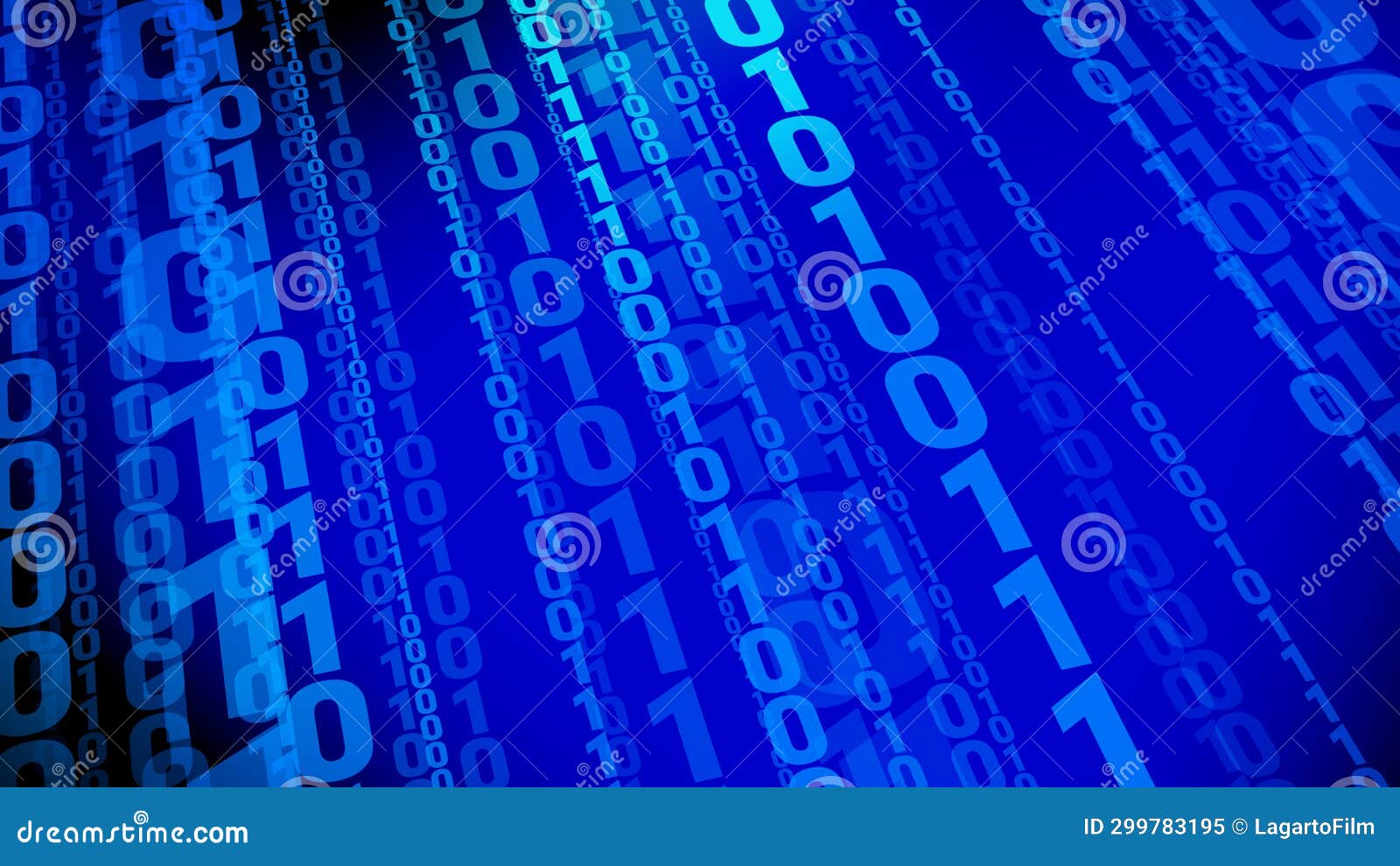 Machine Learning in Computer Code Abstract Binary Background with Blue Backdrop and Binary ...