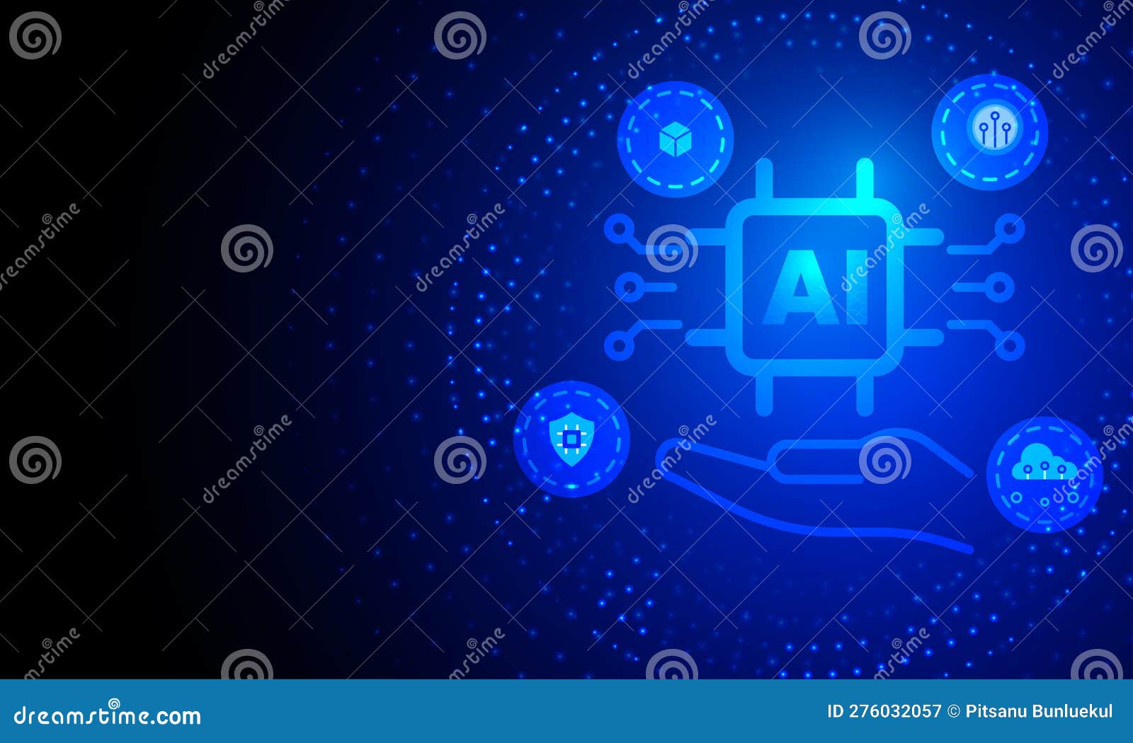 Machine Learning Concept. AI Icon with Small Glowing Light Background ...