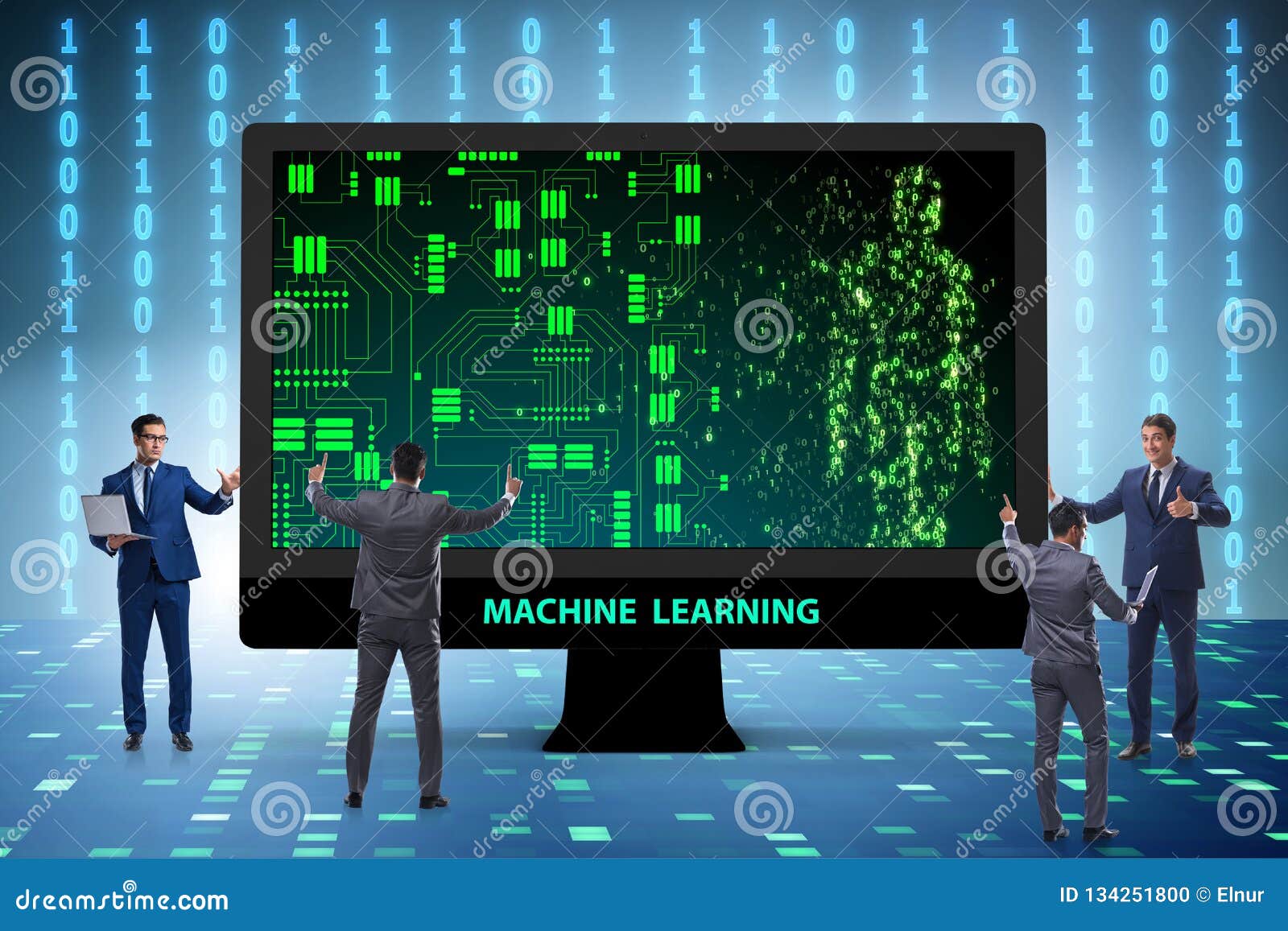 The Machine Learning Concept As Modern Technology Stock Illustration ...