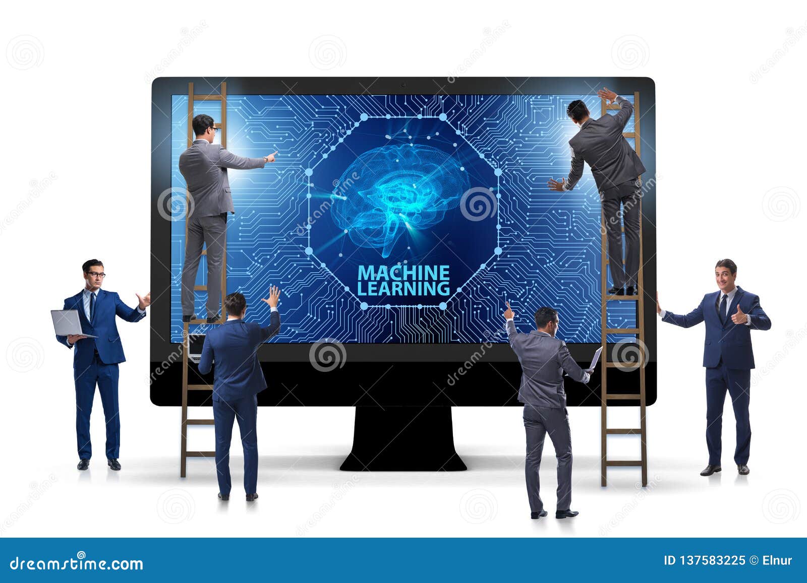 The Machine Learning Concept As Modern Technology Stock Illustration ...