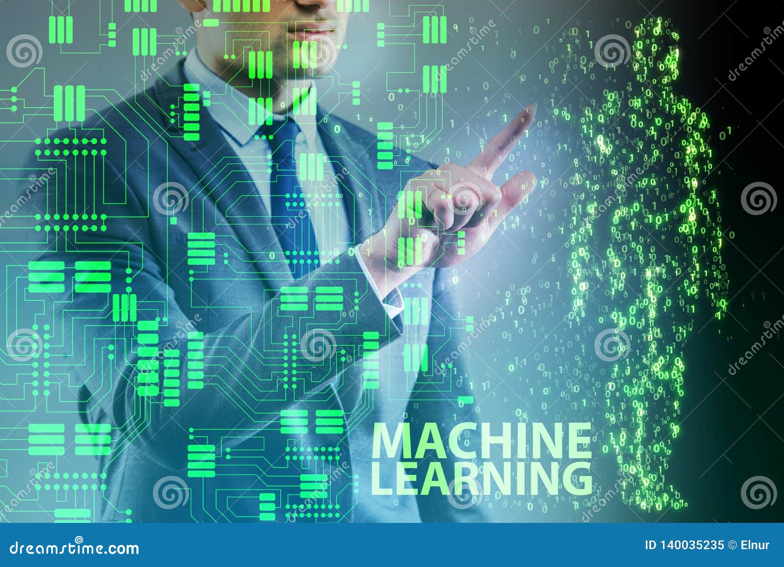 The Machine Learning Concept As Modern Technology Stock Illustration ...