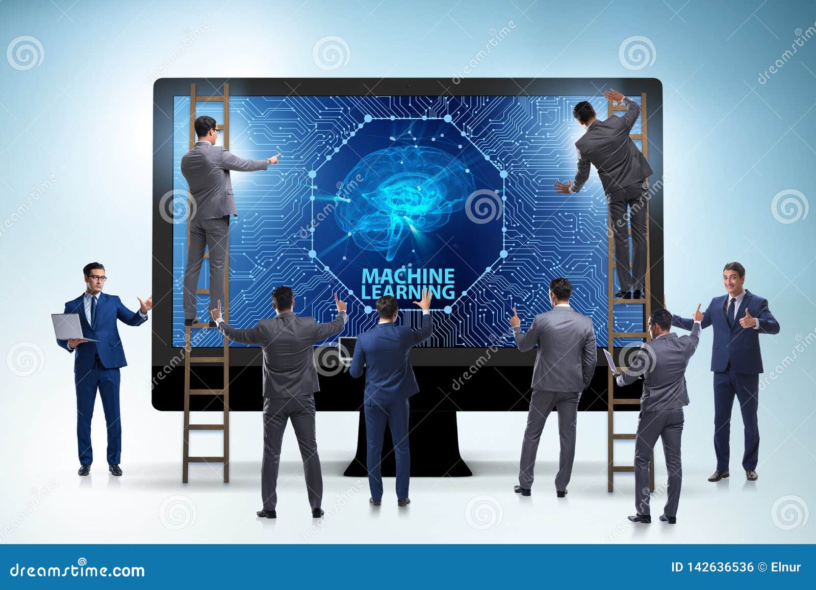 The Machine Learning Concept As Modern Technology Stock Illustration ...