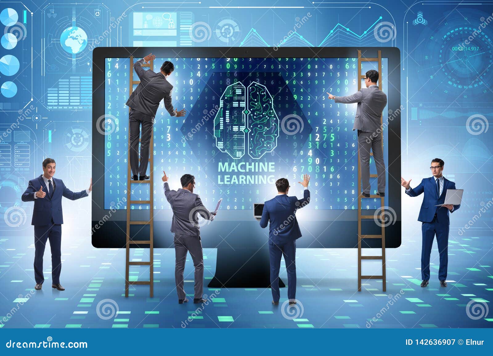 The Machine Learning Concept As Modern Technology Stock Illustration ...