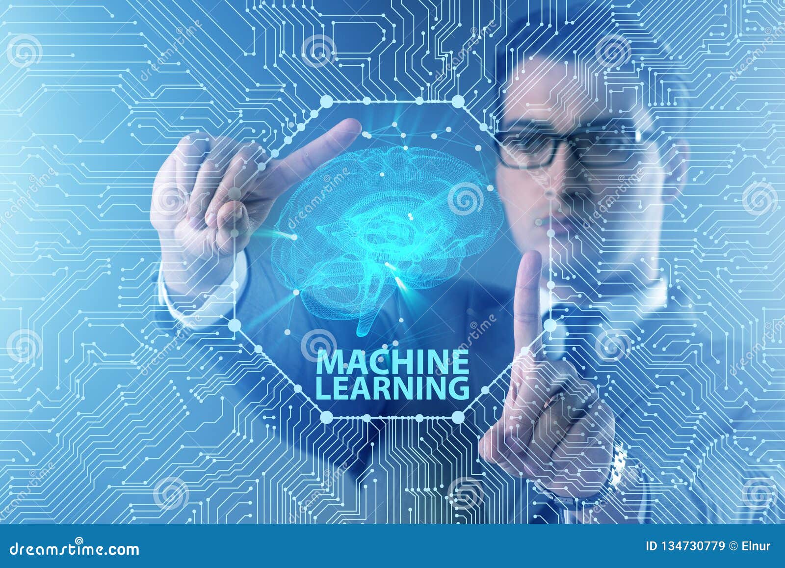 The Machine Learning Concept As Modern Technology Stock Image - Image ...