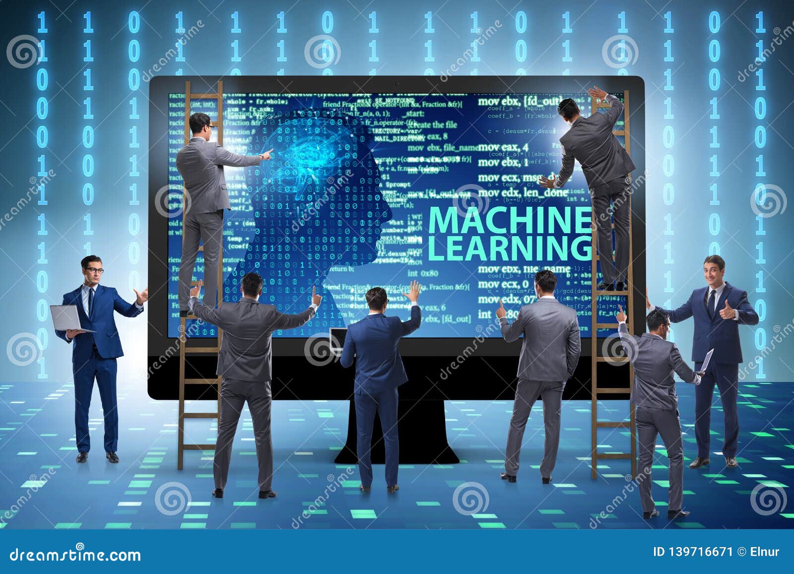 The Machine Learning Concept As Modern Technology Stock Illustration ...