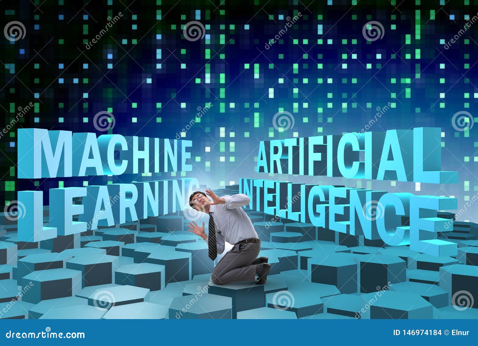 The Machine Learning Concept with Businessman Stock Illustration ...