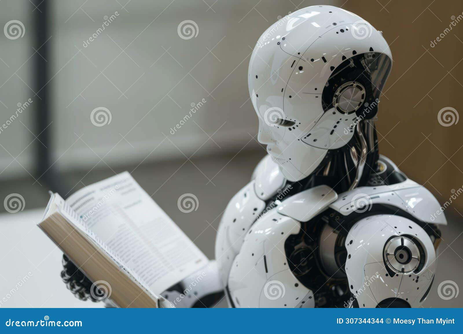 Machine Learning Concept: the Humanoid Robot Reading and Illuminating ...