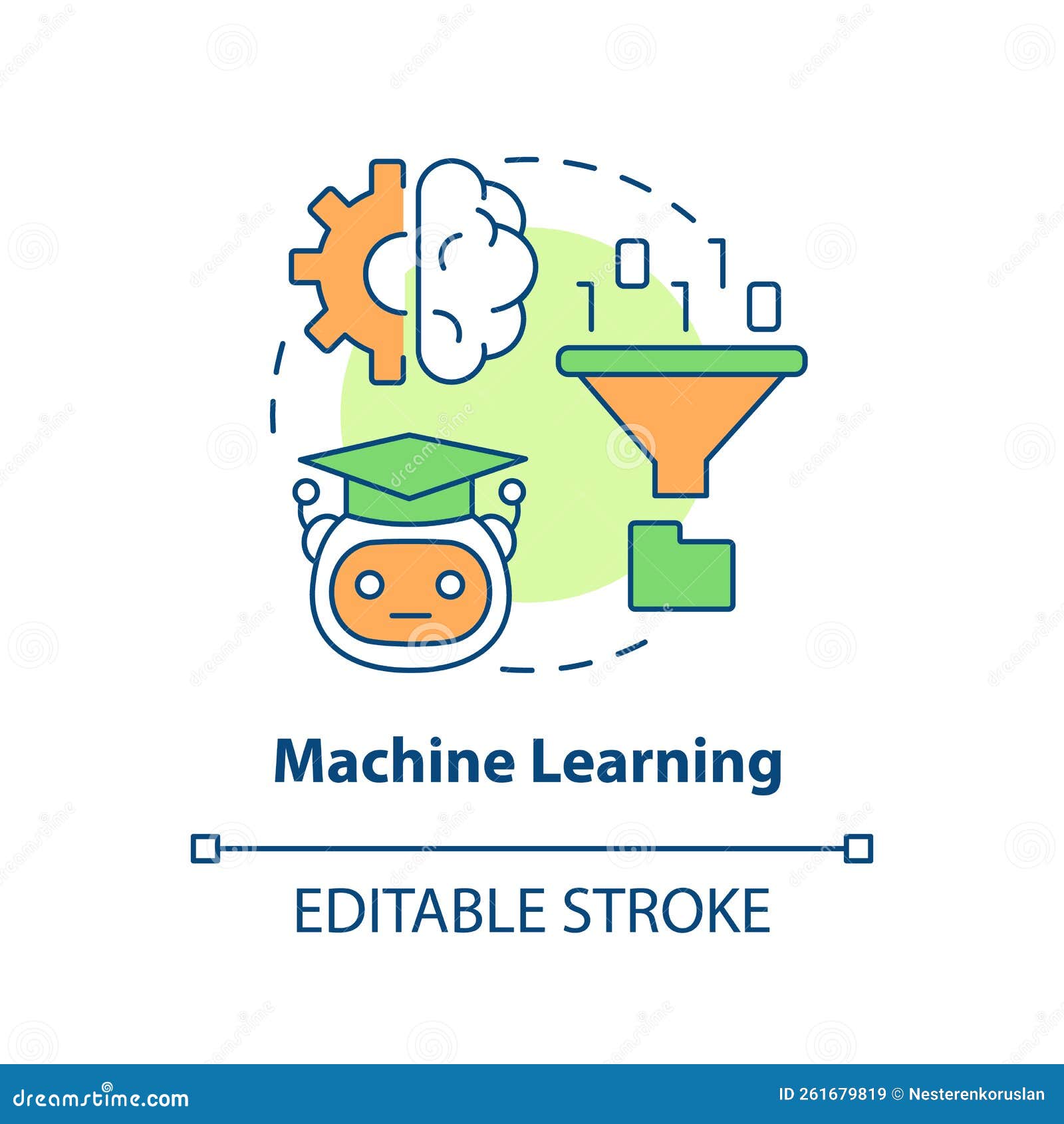 Machine Learning Concept Icon Stock Vector - Illustration of linear ...