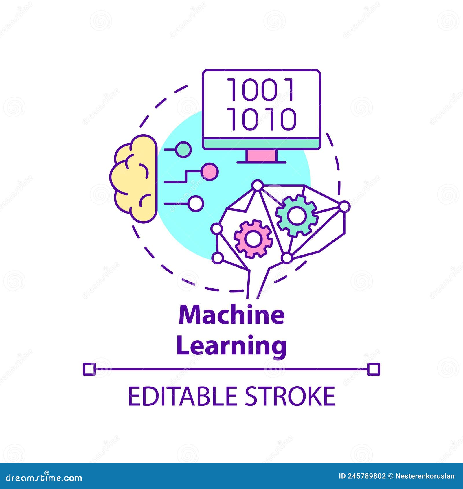 Machine Learning Concept Icon Stock Vector - Illustration of computer ...