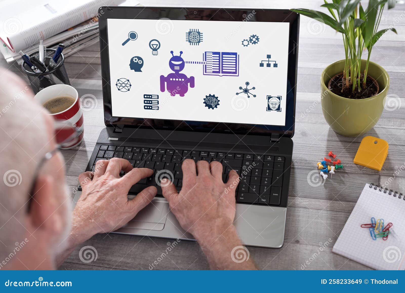 Machine Learning Concept on a Laptop Screen Stock Image - Image of ...
