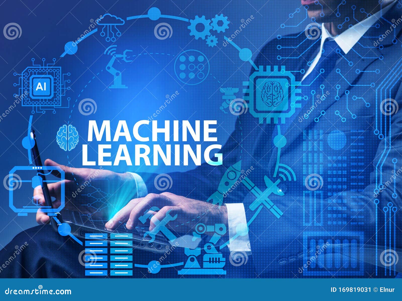 Machine Learning Concept with Man Stock Image - Image of analytic ...