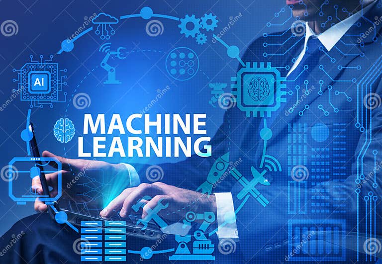 Machine Learning Concept with Man Stock Image - Image of analytic ...