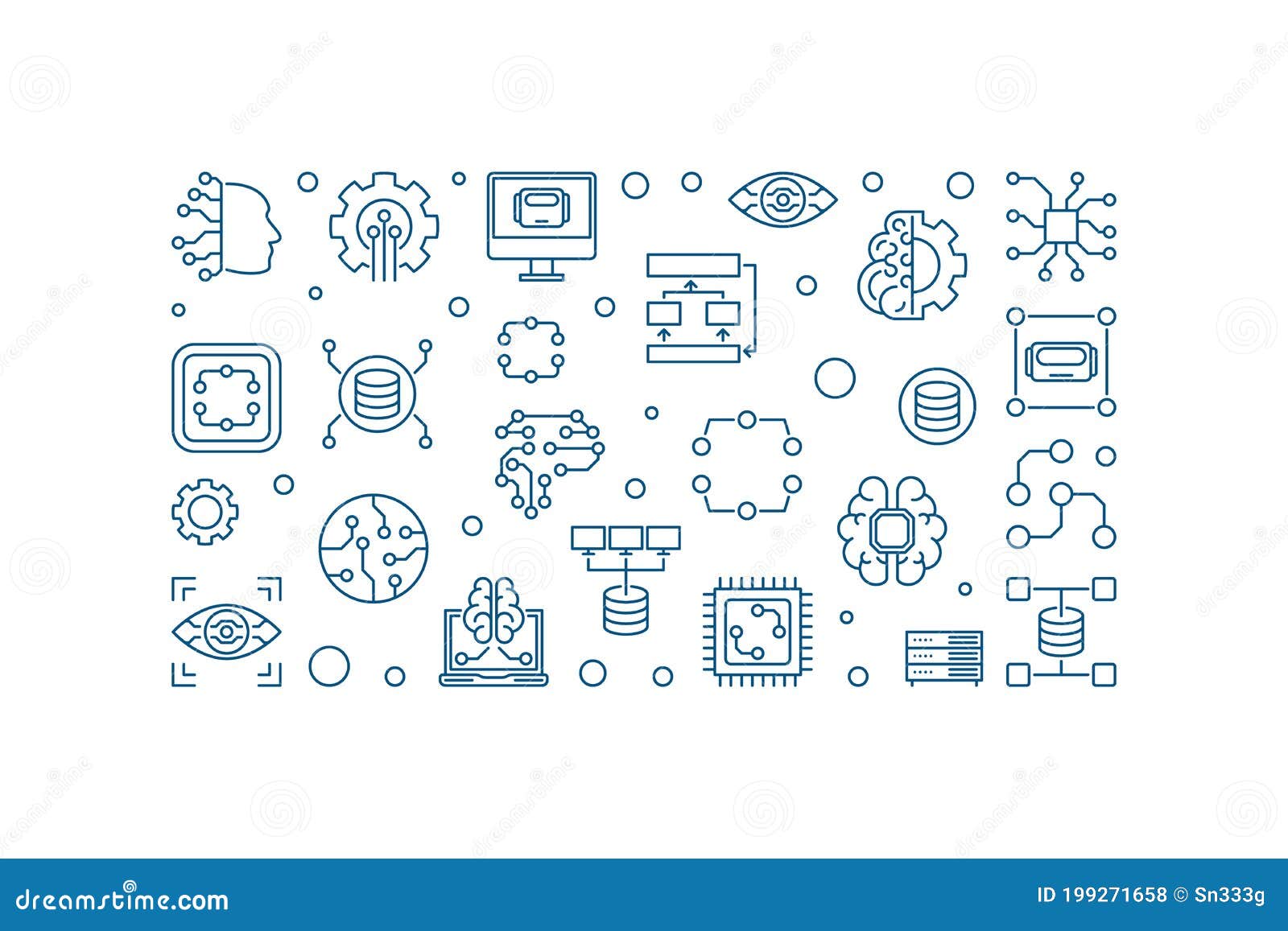 Machine Learning Concept Vector Outline Horizontal Banner Stock Vector ...