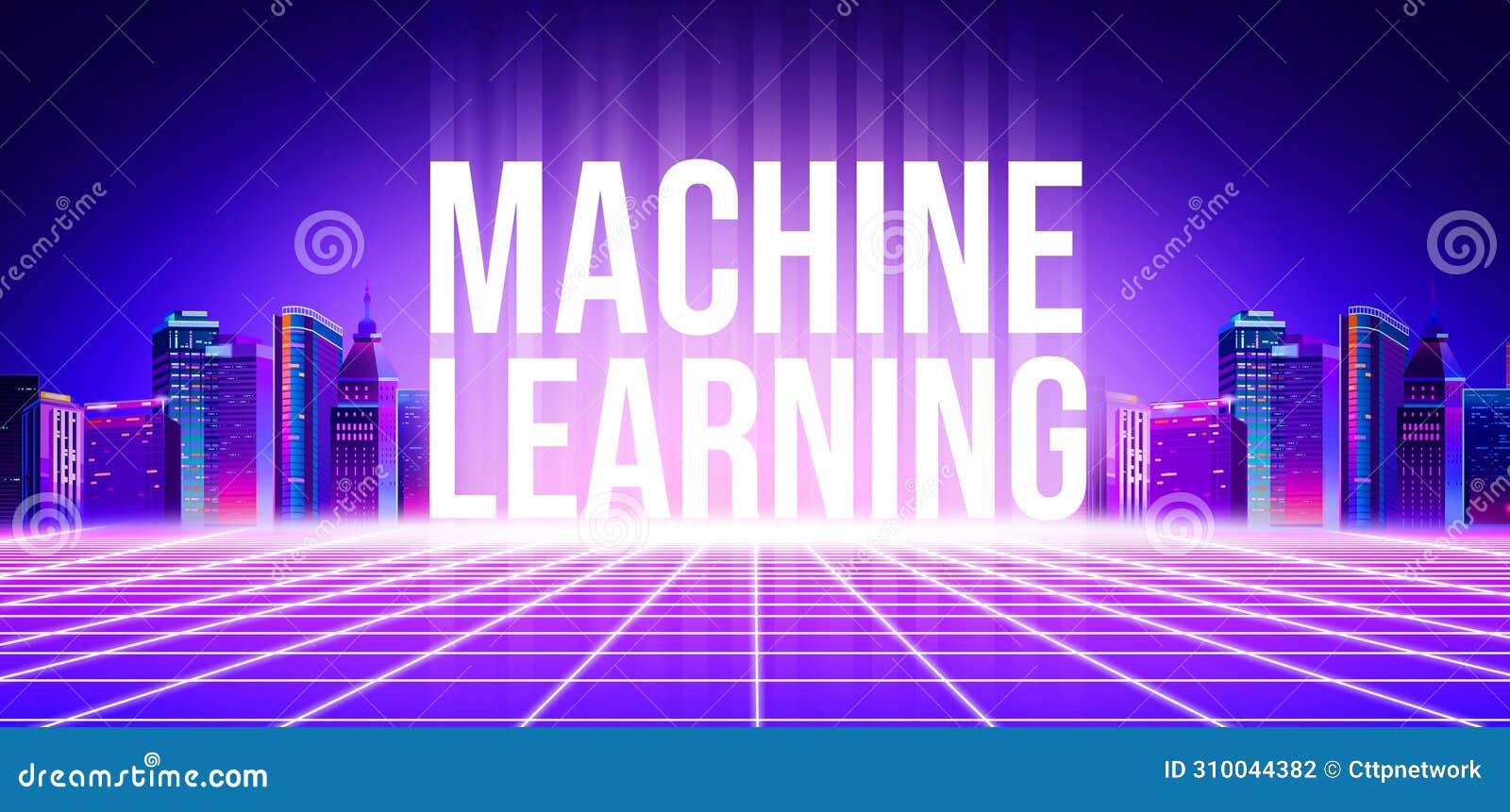 Machine Learning Cover Photo Design with Typography and Wireframe ...