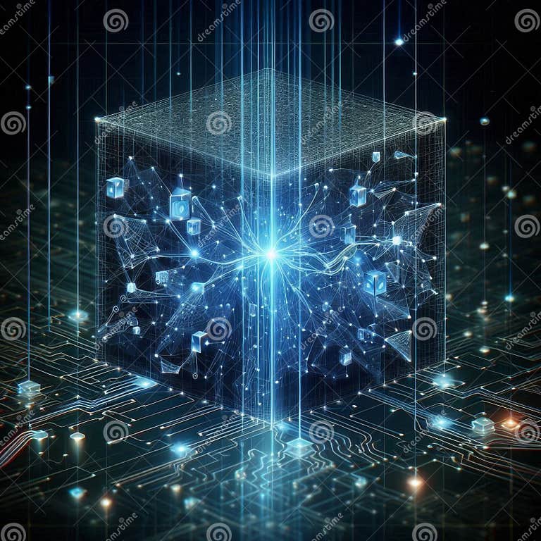 Machine Learning Data Flow. Blockchain Grids Stock Illustration - Illustration of data ...