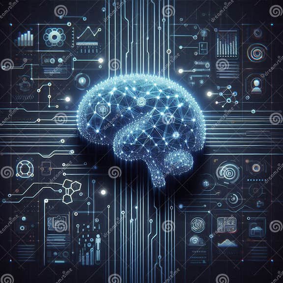 Machine Learning Data Flow. Blockchain Grids Stock Illustration ...