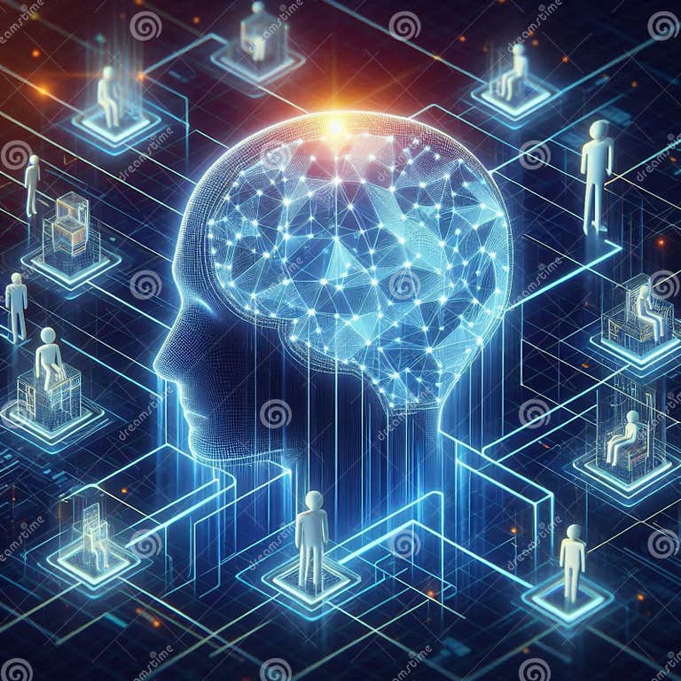 Machine Learning Data Flow. Blockchain Grids Stock Illustration ...
