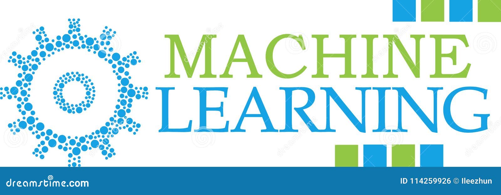 Machine Learning Dotted Gear Green Blue Horizontal Stock Illustration ...