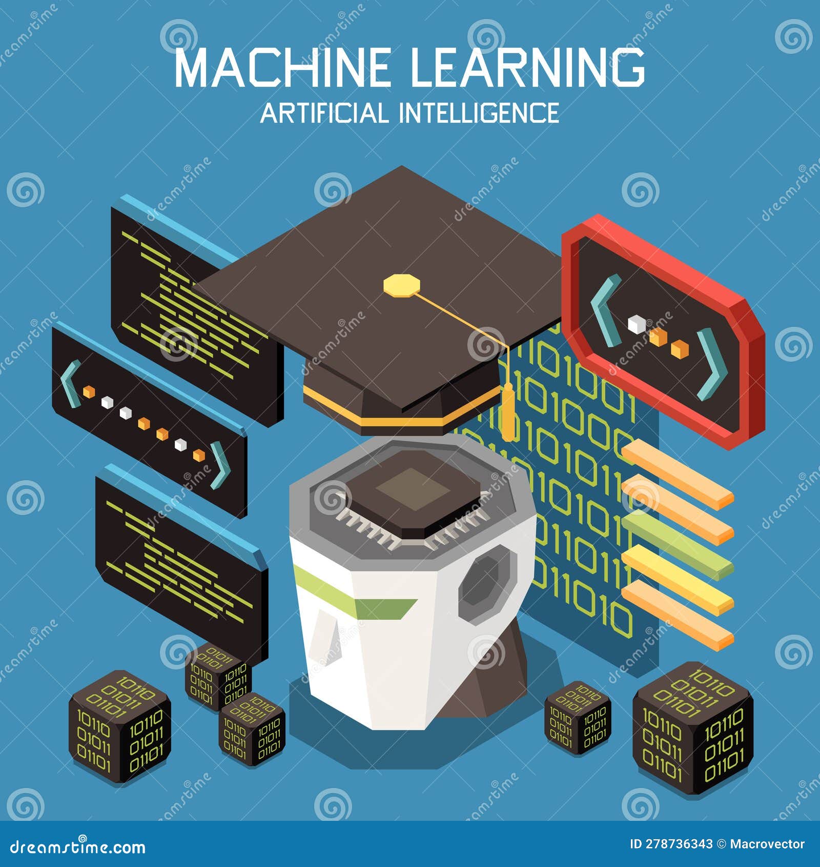 Machine Learning Education Composition Stock Vector - Illustration of ...