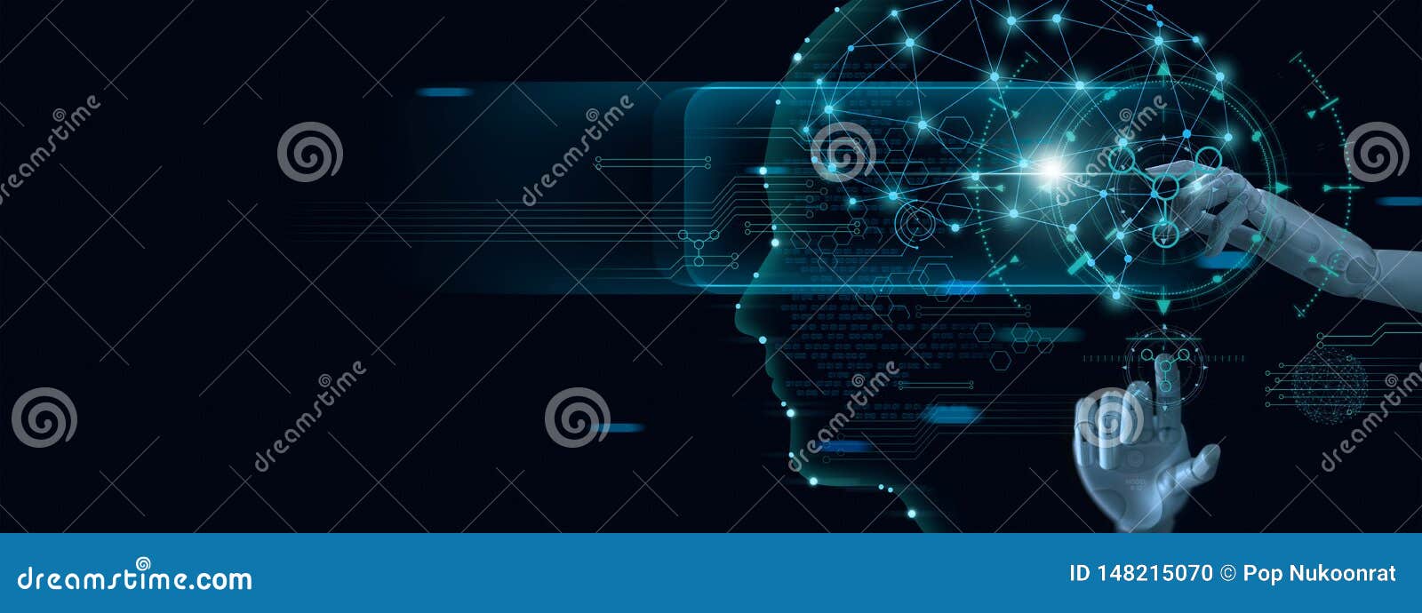 Machine Learning. Hand of Robot Touching on Binary Data Stock Photo - Image of learning ...