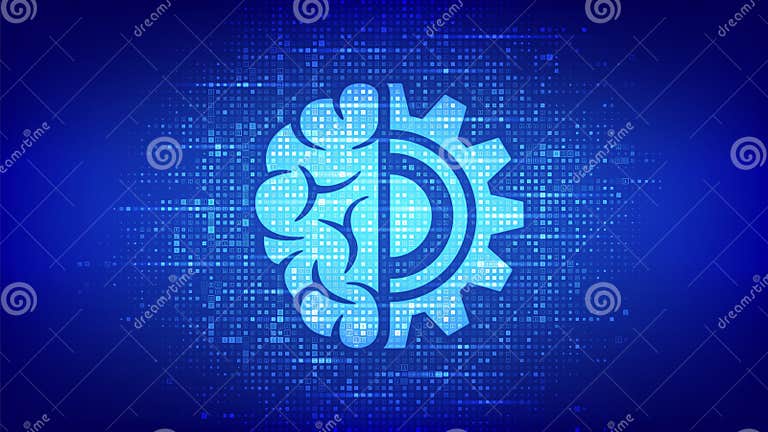 Machine Learning Icon Made with Binary Code. AI Artificial Intelligence. Deep Learning Stock ...