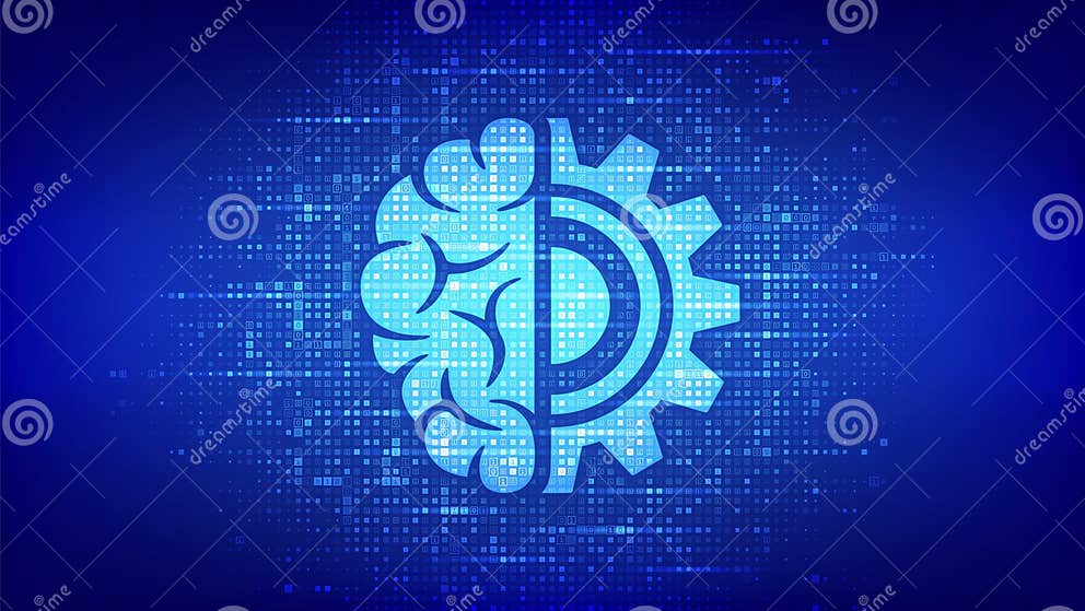 Machine Learning Icon Made with Binary Code. AI Artificial Intelligence ...