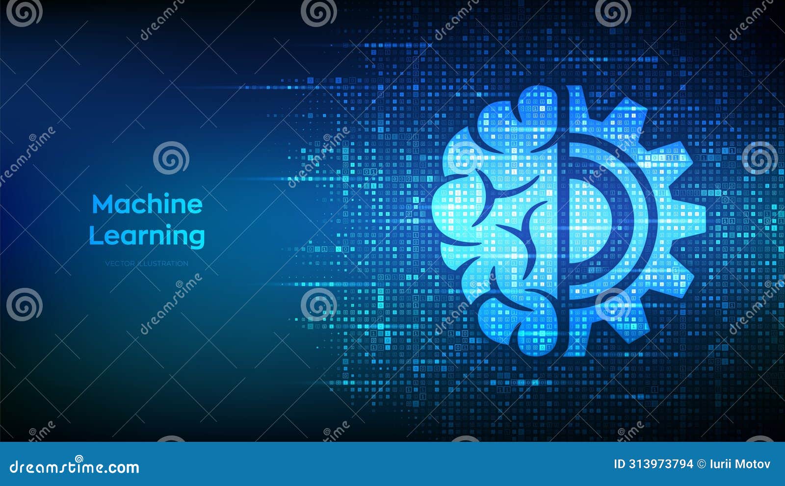 Machine Learning Icon Made With Binary Code Ai Artificial Intelligence Deep Learning Stock