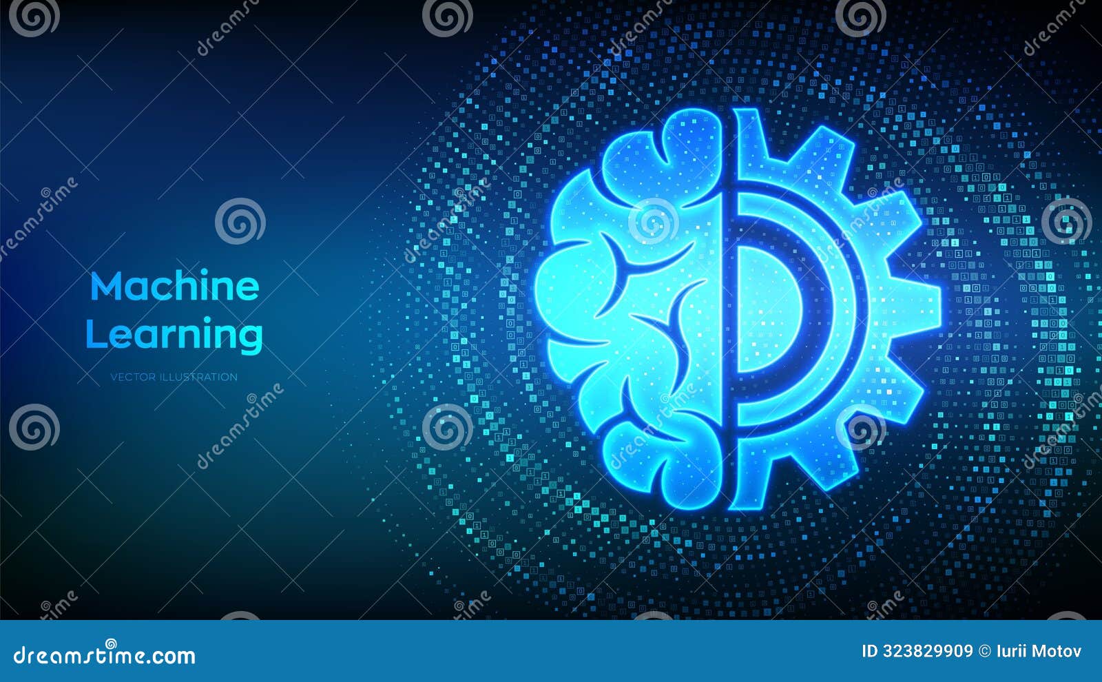 Machine Learning Icon Made With Binary Code Ai Artificial Intelligence Deep Learning Stock