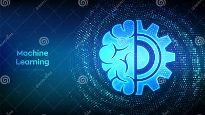 Machine Learning Icon Made with Binary Code. AI Artificial Intelligence. Deep Learning Stock ...