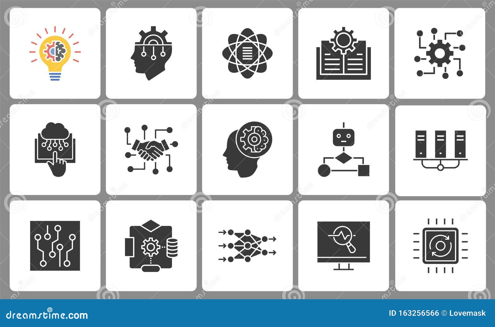 Machine Learning Icon Set. Illustrations Isolated on White Stock ...